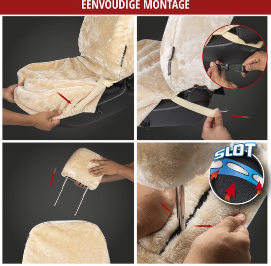 Walser Autostoelhoes Teddy - Beige imitatiebont - Met zij-airbag ...