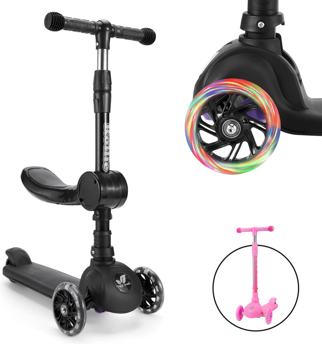 Vivid Green RollyStep - Kinderstep - Step 2-5 Jaar - 3 Lichtgevende ...