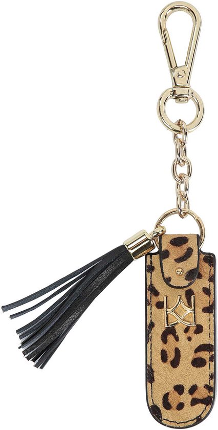 Patterned leather key ring with gold metals | bol