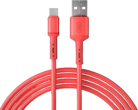 Cabletech - USB C Kabel -USB A naar USB C - Snellader - 2M - Rood | bol