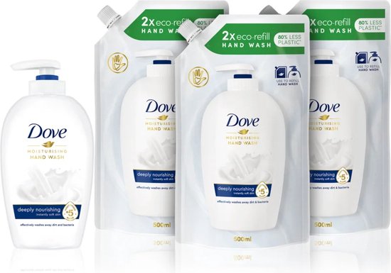 Dove Handzeep Pompje + 3 x Navulling van 500 ml - Deeply Nourishing ...