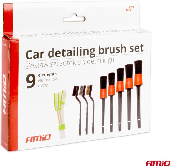 AMiO Auto Detailing Schoonmaak Set met Borstels en Kwasten 8 stuks | bol
