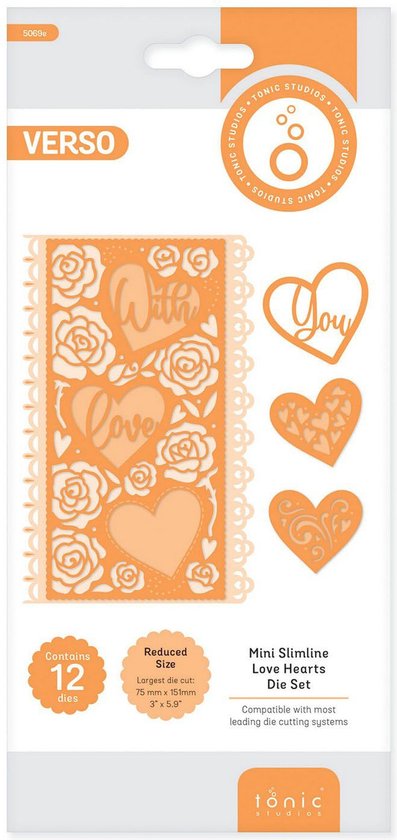 Tonic Studios Mini Slimline Die Set Love Hearts | bol.com