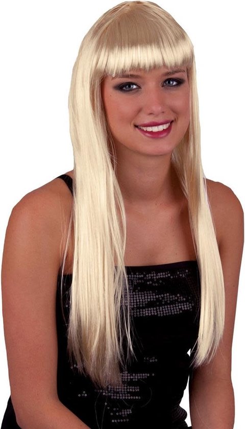 Blonde damespruik met pony en lang stijl haar | bol