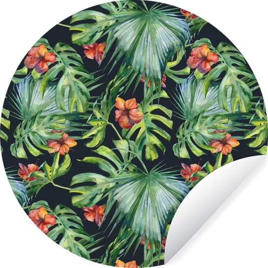WallCircle - Muurstickers - Behangcirkel - Monstera - Jungle - Bladeren - 120x120 cm -... | bol.com