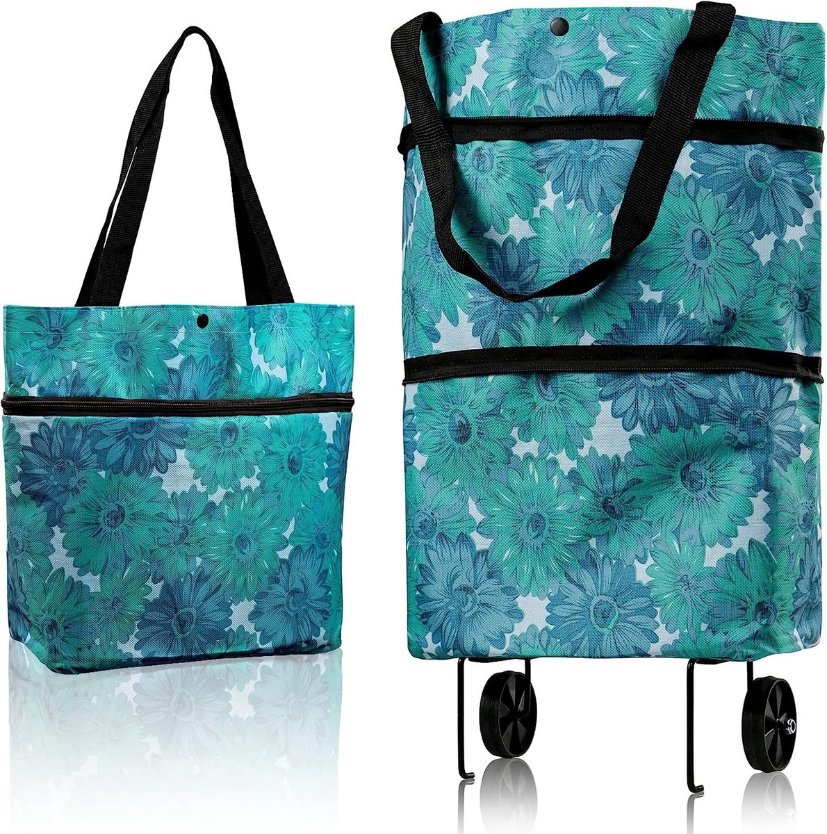 Winkelwagen, boodschappentas met wielen, Opvouwbare 2-in-1 winkelwagen, opvouwbare... | bol.com
