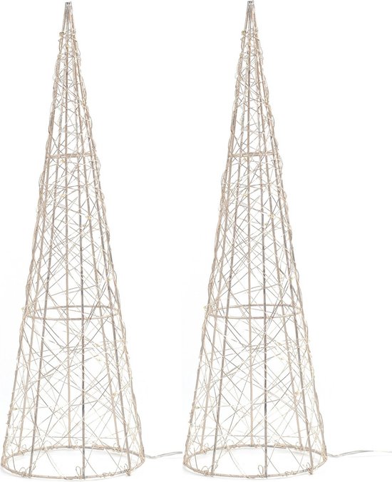 Anna Collection verlichte LED kegel kerstbomen - 2x st - goud - H40 cm - timer | bol