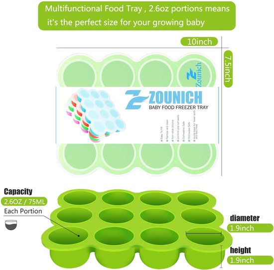 babyvoeding opbergdoos, siliconen baby pap-invriezen met Siliconen ...