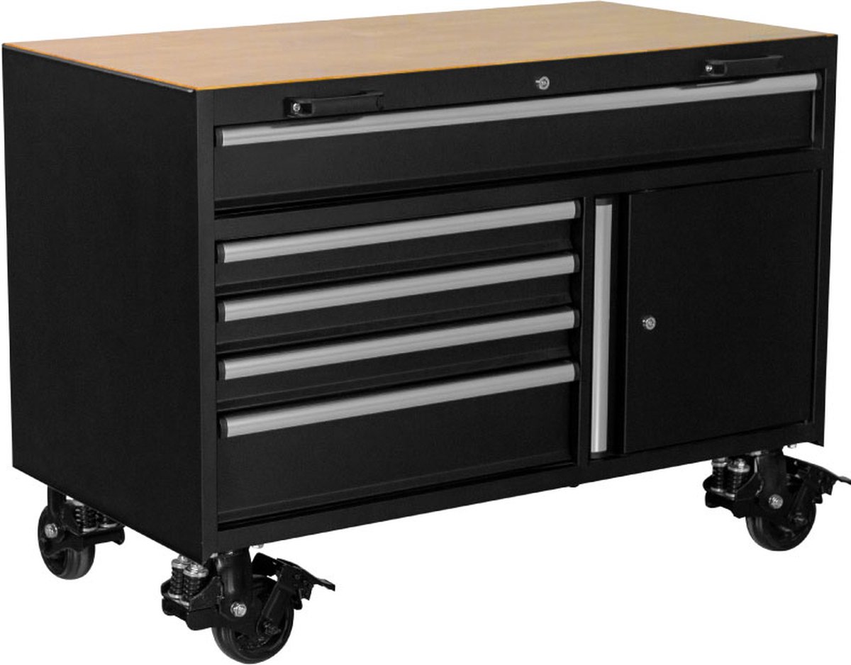 Kraftmeister mobiele werkbank - Werktafel op wielen met 5 laden, 1 ...