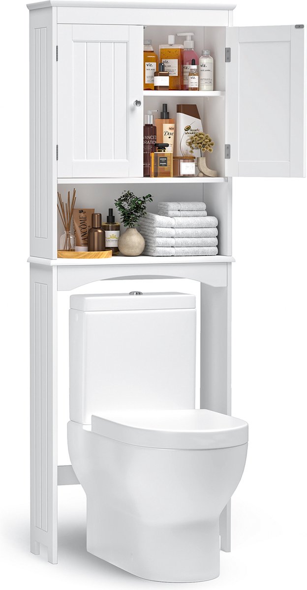 Bealife WC Kast Badkamer -Toiletrek Wit - Over-Het-Toilet Organizerrek ...