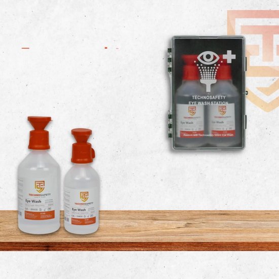 Technosafety Oogspoelstation - Met 2 Flessen - 500ml - Veilig Werken | bol