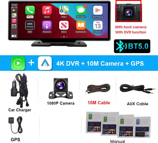 Navigatiesysteem - 10 Inch - Geschikt voor Apple CarPlay (Draadloos) en Android Auto –... | bol.com