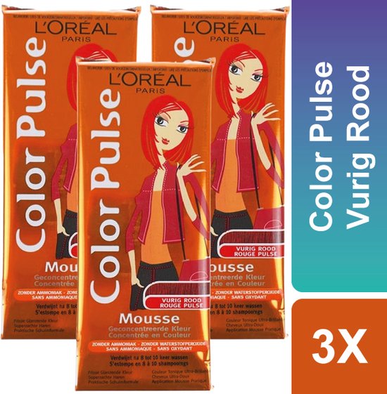 Haarverf - L'OREAL Paris - Mousse - Vurig Rood - Color Pulse - Inclusief Douchemuts -... | bol