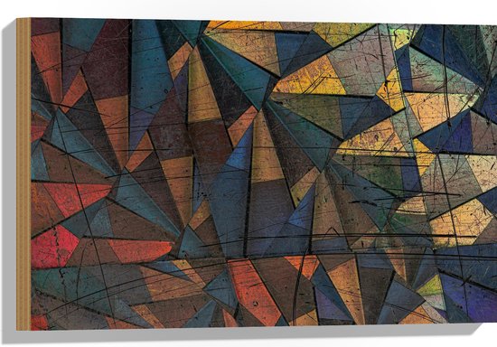 Hout - Patroon van Verschillende Kleuren Drie- en Vierhoeken - 60x40 cm ...