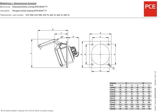 PCE 415-6tt CEE-opbouwdoos 16 A 5-polig 400 V 1 stuk(s) | bol