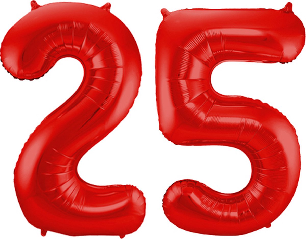 Folieballon Cijfer 25 Rood - 86 cm | bol