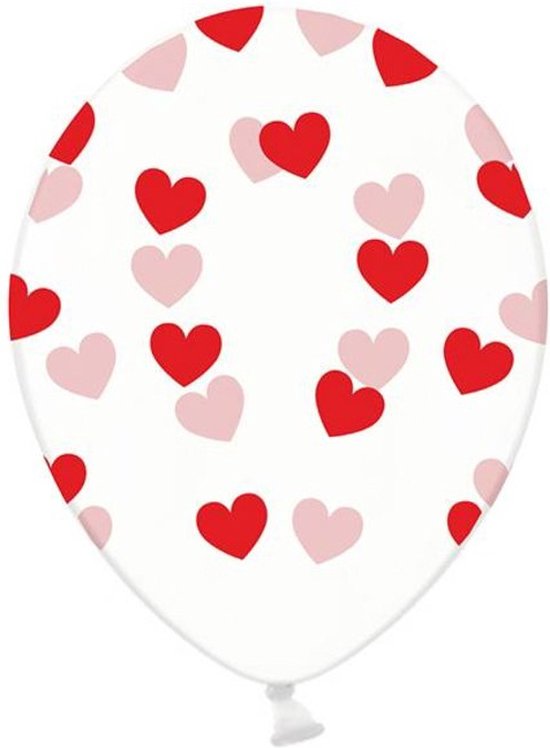 Partydeco 6 Ballonnen in zak hartjes crystal - Rood 30cm | bol