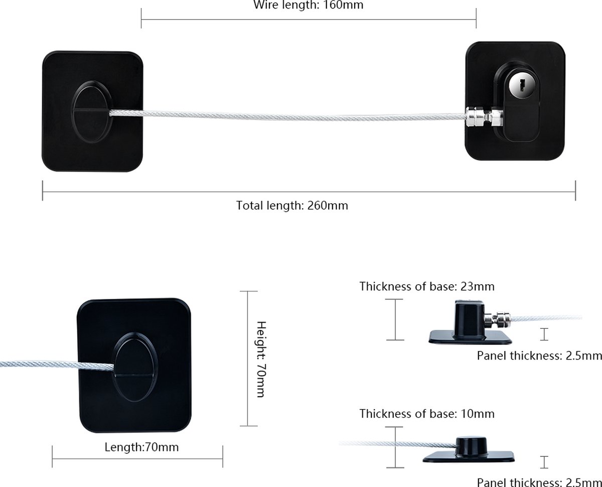 Kinderslot koelkast en kast - Zwart vierkant kinderslot - Kast of Lade ...