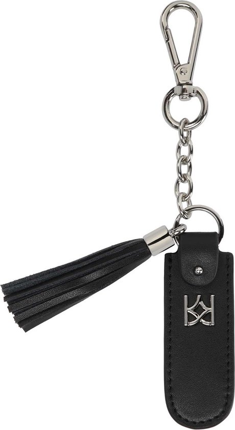 Elegant keychain with large leather pendant and tassels | bol