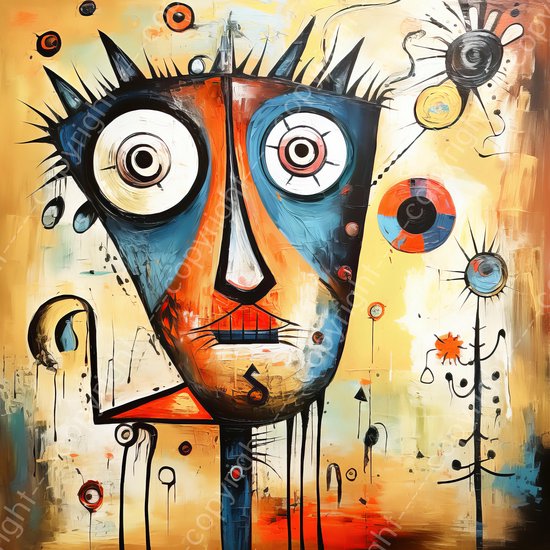 JJ-Art (Canvas) 100x100 | Leeuw in modern surrealisme, kleurrijk, kunst ...