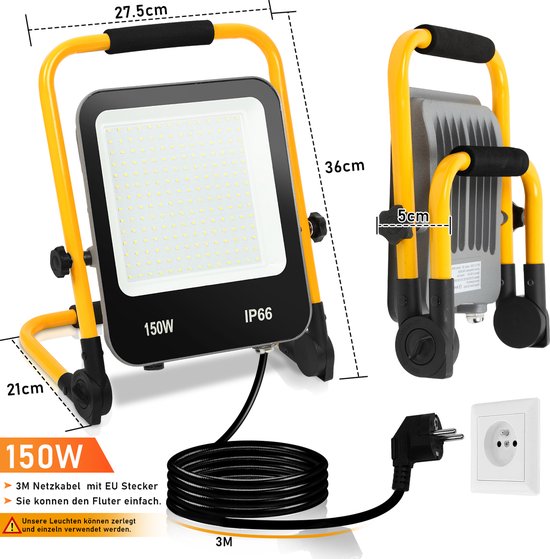 150W LED Werklamp -Bouwlamp LED bouwlamp LED-spot met statief LED ...