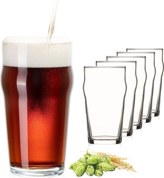 Bierglazen set 6 stuks 500ml (max. 568ml) Pint glazen biertouw van glas Beer... | bol