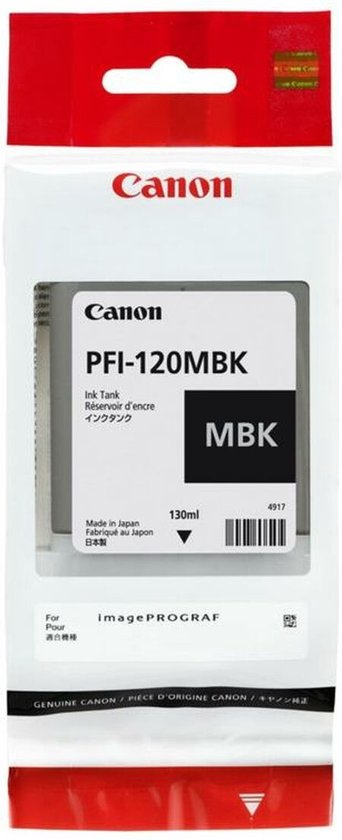 Original Ink Cartridge Canon PFI-120 MBK Black Matte back | bol