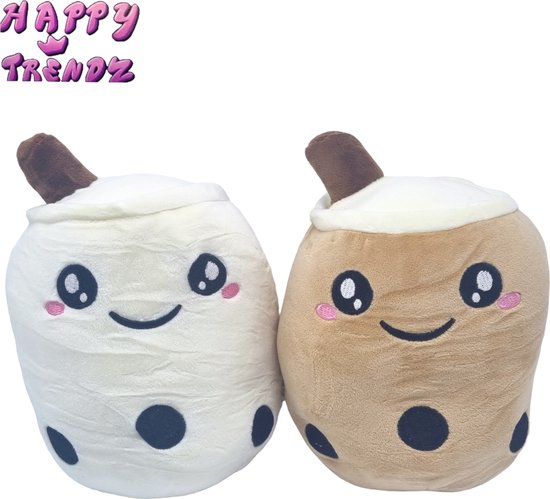 Happy Trendz® Bubble Tea Plushe Knuffels 2 sets Wit - Bruin - Kawaii ...
