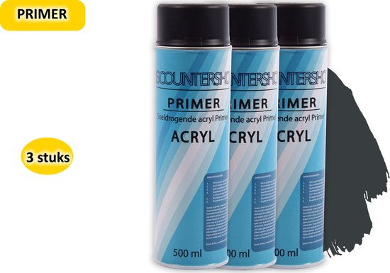 Set van 3 stuks - Professionele Acryl Spuitbus Primer Zwart 500 ML ...