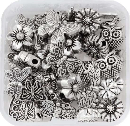Set - Tibetaanse Metalen Kralen Divers (7 - 19 mm) Antiek Zilver (48 ...