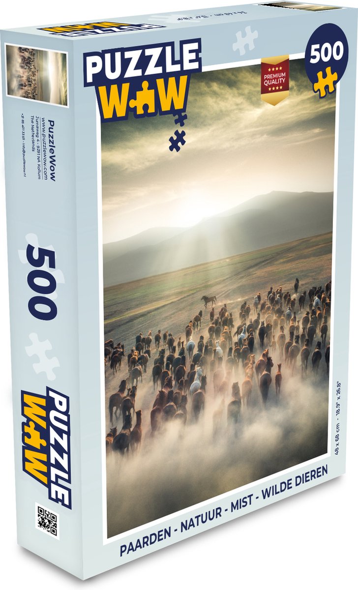 Puzzel Paarden - Natuur - Mist - Wilde dieren - Legpuzzel - Puzzel 500 ...