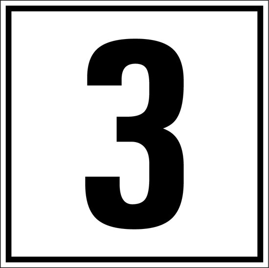 Cijfer sticker 0-9, per stuk Cijfer 3 300 x 300 mm | bol