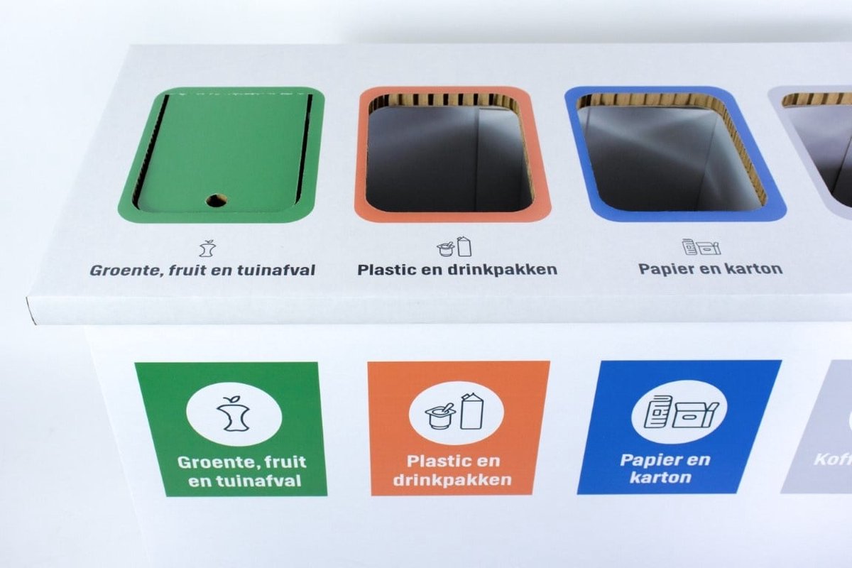 Kartonnen Eco Bin Prullenbak - GFT - Plastic/Blik/Drinkpakken - Papier ...
