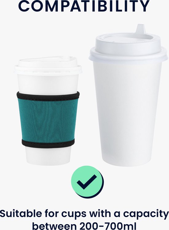 kwmobile Hoesje voor koffiecup - 2x beker mouw - Voor bekers van 200 ...
