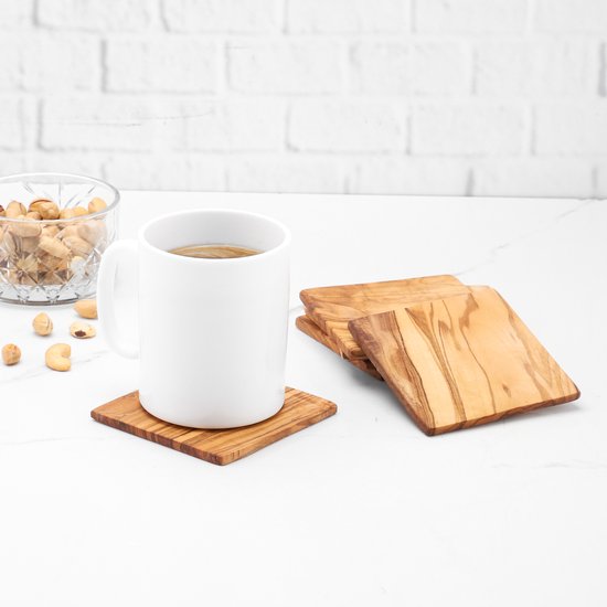 Olijf hout - Onderzetters - 4 stuks - Gepersonaliseerd | bol