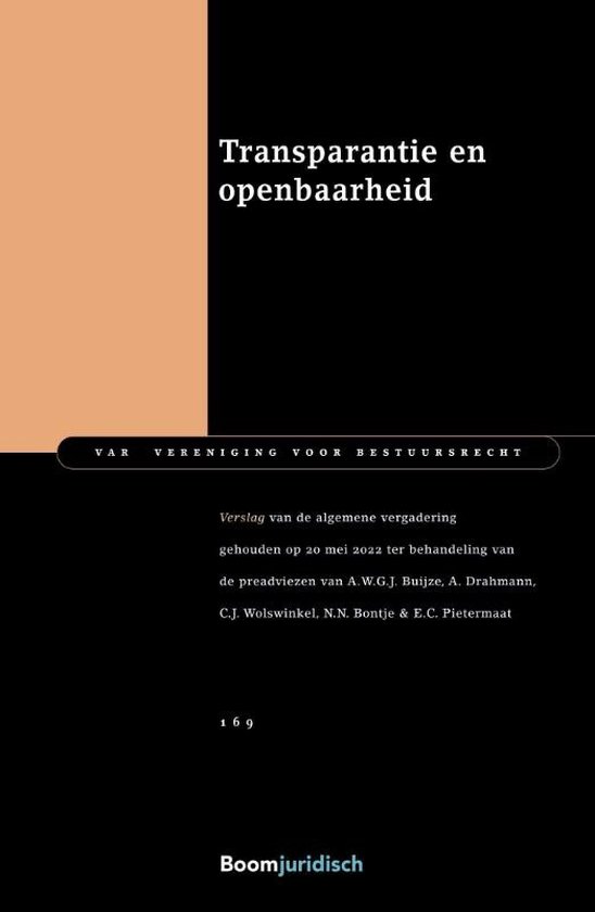 VAR-reeks 169 - Transparantie en openbaarheid | 9789462127890 | Boeken ...