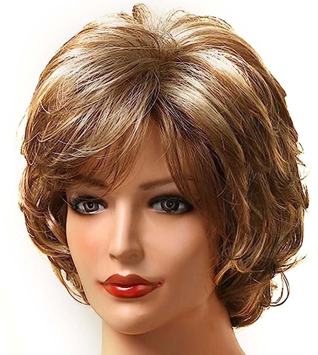 Gratyfied - Pruiken Dames - Kort Haar - Pruik Bruin en Blond - 30 cm ...