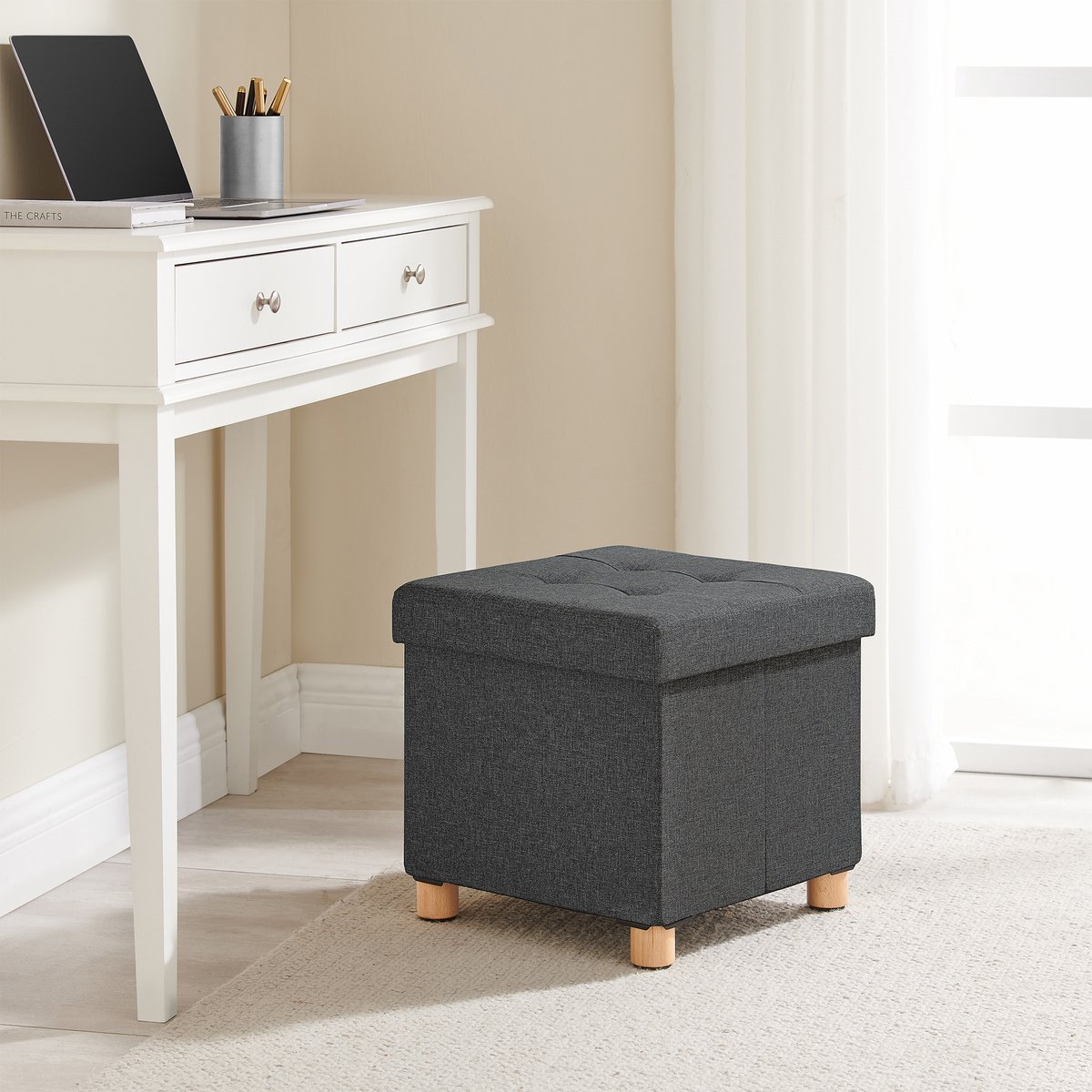 ACAZA Opvouwbare Opberg Poef - Hocker Met Opbergruimte - Opbergbox ...