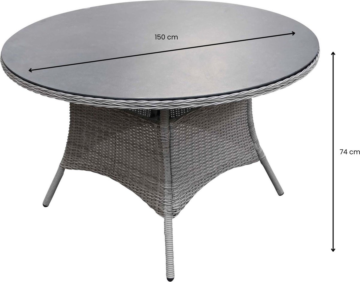 Ronde tuintafel Dublin ø150cm | Mystic Grey | Wicker & Keramiek | bol.com
