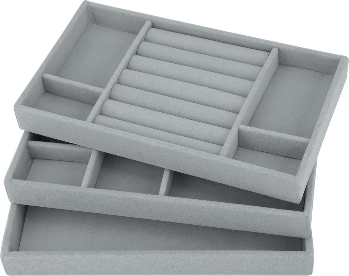 Sieradendoosjes sieraden tray organizer set met 3 fluwelen stack ...