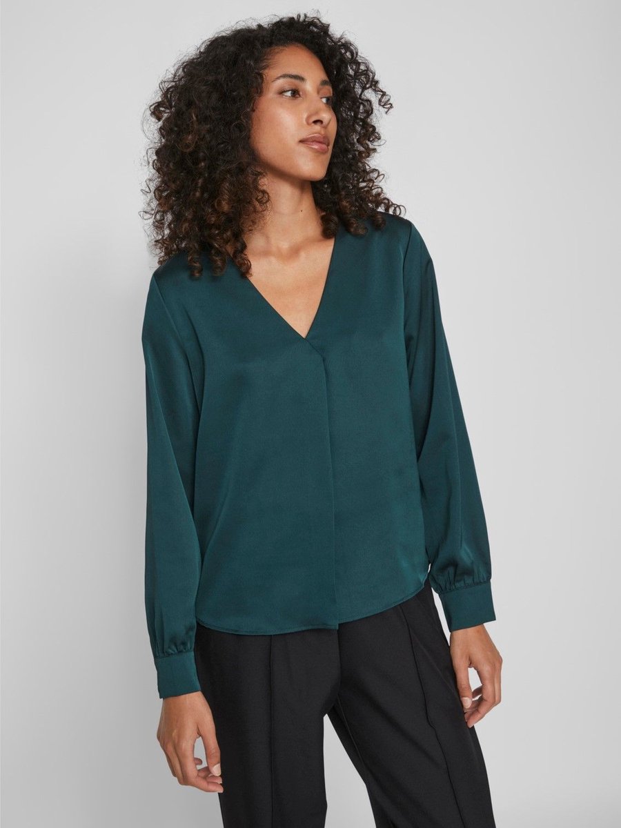 Vila VIELLETTE VN LS TOPSU - Ponderosa Pine Dark Green | bol.com