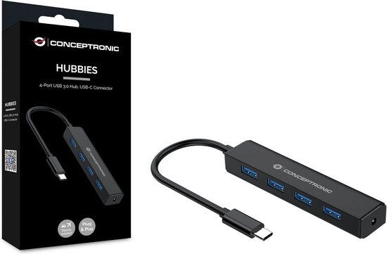 USB Hub Conceptronic CTC4USB3 Black | bol