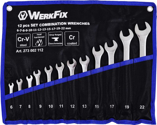 Ring-steeksleutelset 12-delig. 6-22 mm van CrV-staal, steeksleutel ...