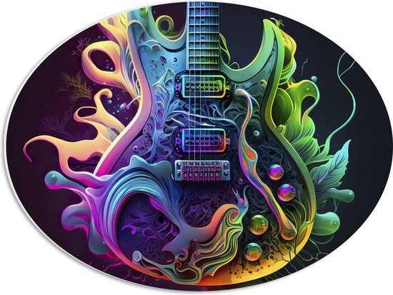 PVC Schuimplaat Ovaal - Elektrische Gitaar Versierd met Gekleurde ...