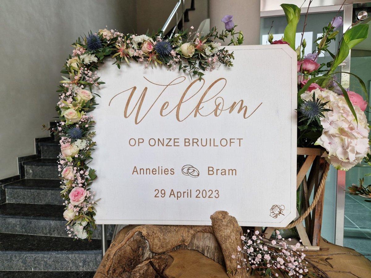 HOUTEN WELKOMSTBORD HUWELIJK (GROOT) 45 x 55 cm | Gegraveerd geen ...