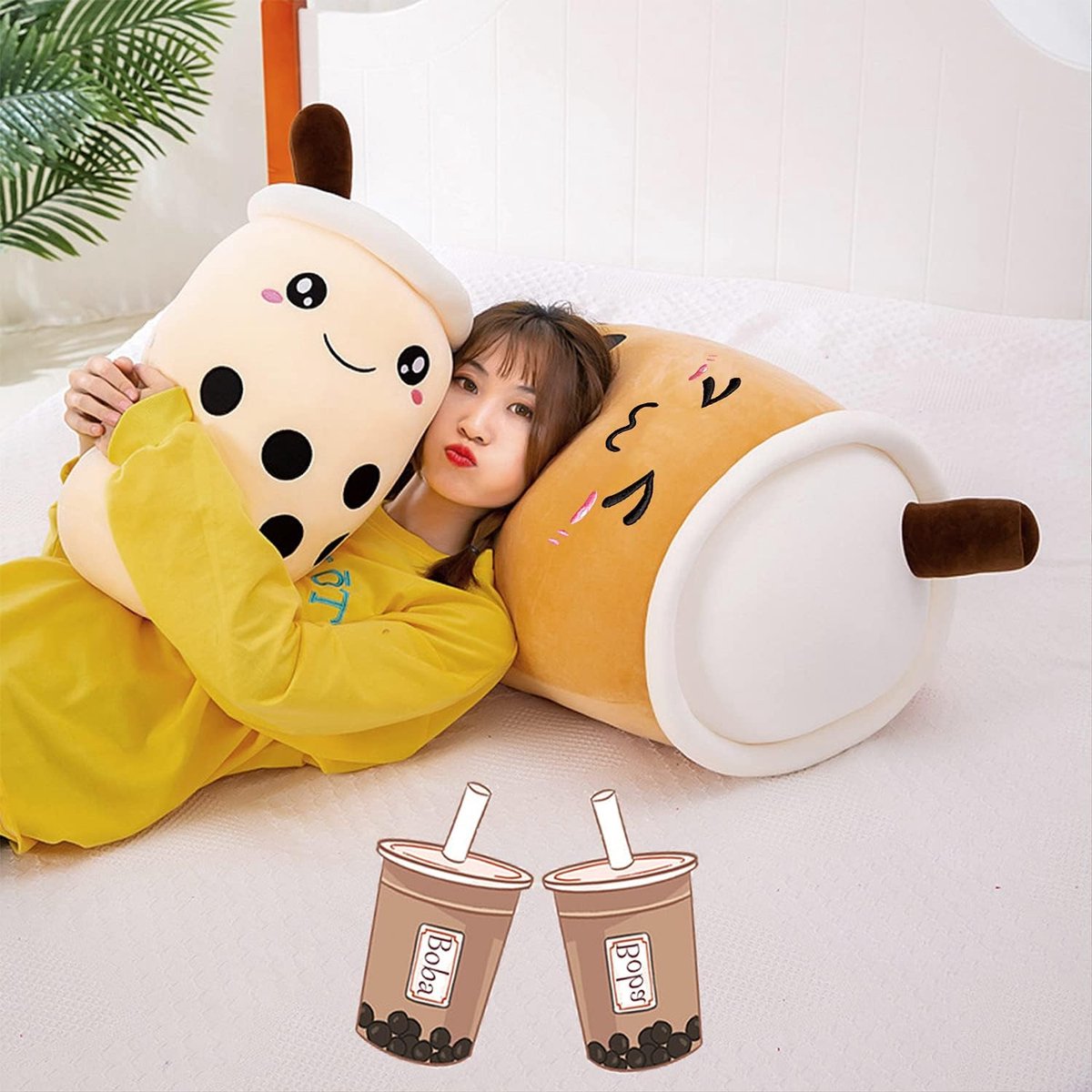 Klikkopers® - XXXL Kawaii Kussen - Mega Grote Bubble Tea Knuffel 70cm ...