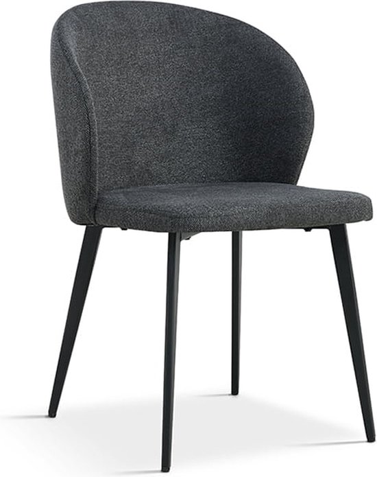 Stoel Lena Donkergrijs - Stof - Set van 4 - Zithoogte 46 cm - Zitdiepte ...