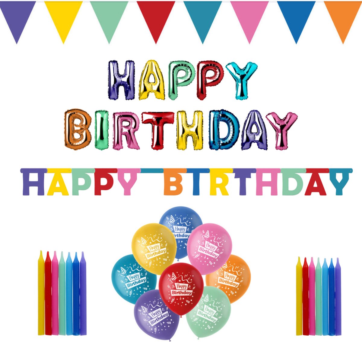 Happy Birthday Versiering Feestpakket - Slingers - Verjaardag ...