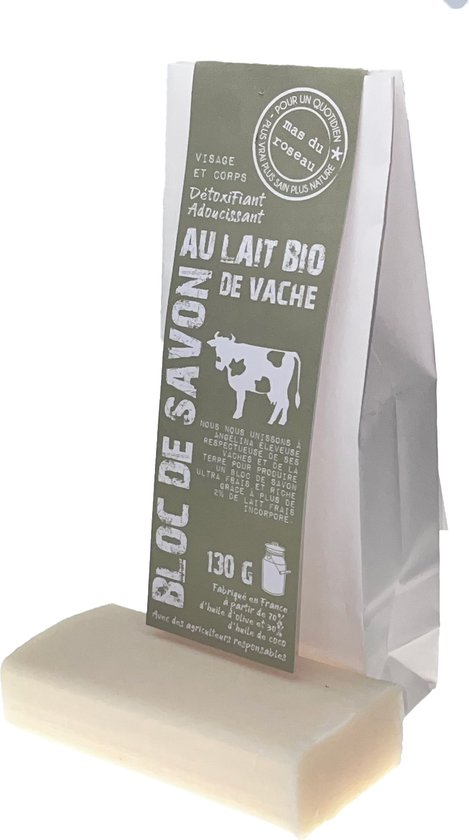 Savon au lait de vache bio - Bloc de 130 grammes - Ingrédients naturels ...