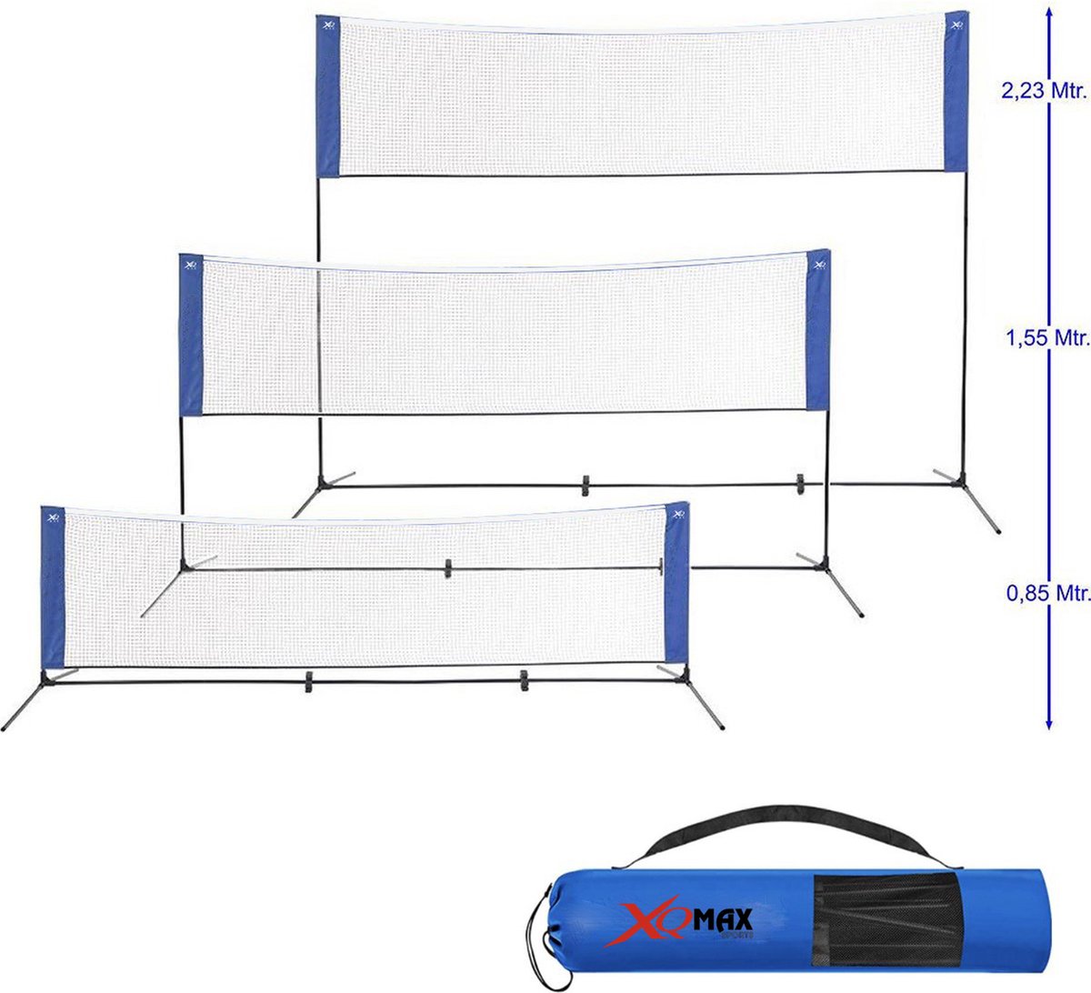 XQMax 3-in-1 Multifunctioneel Sport Net - Verstelbaar 85-220 x 305 cm - Volleybalnet -... | bol.com